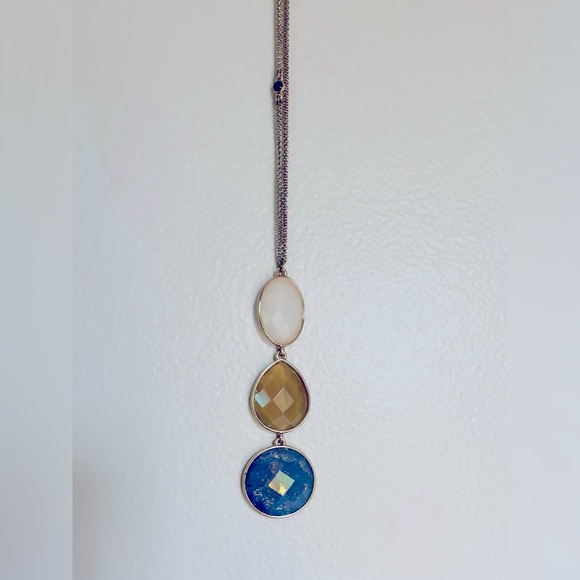 LOFT | Jewelry | Preloved Loft Blue And Gold Pendant Necklace | Poshmark